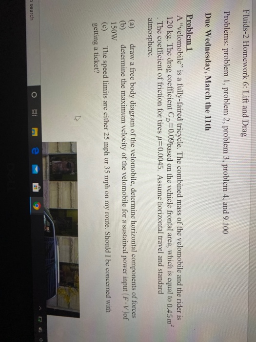 Solved Fluids-2 Homework 6: Lift and Drag Problems: problem | Chegg.com