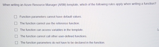 Solved When writing an Azure Resource Manager (ARM) | Chegg.com