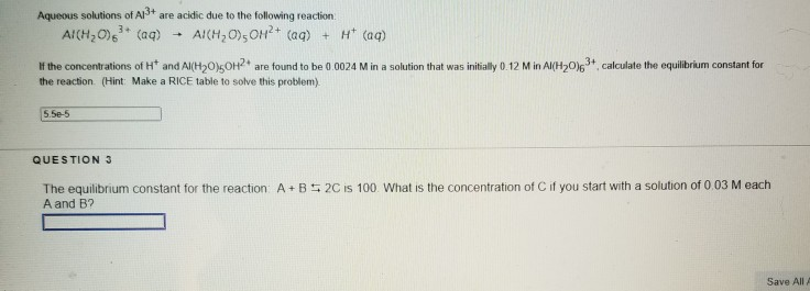 Solved Aqueous solutions of Al3+ are acidic due to the | Chegg.com
