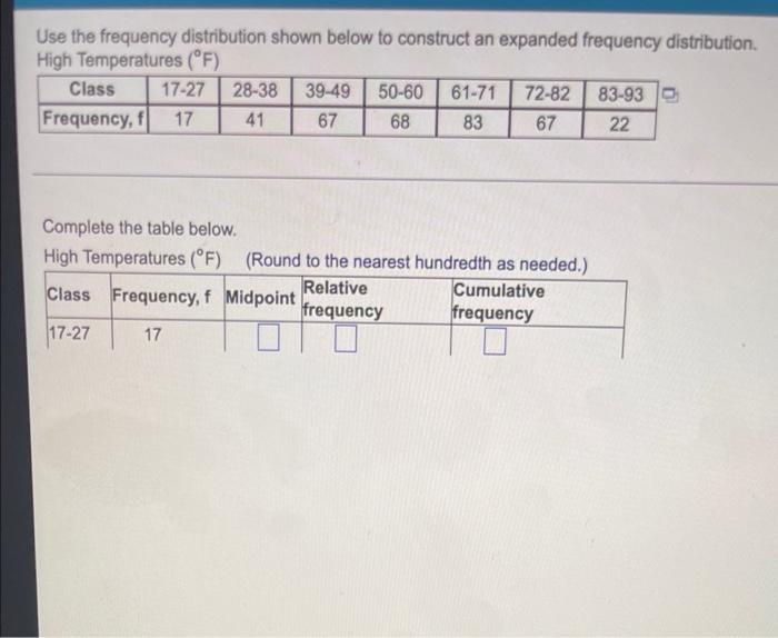 Solved Use the frequency distribution shown below to | Chegg.com
