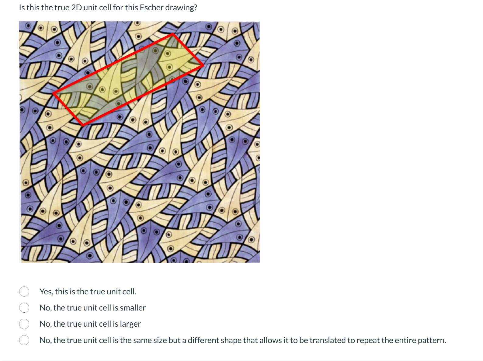 Solved Is this the true 2D unit cell for this Escher | Chegg.com