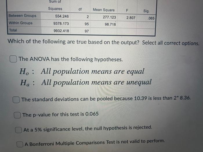 Solved Question 1 (3 points) Consider the following SPSS | Chegg.com