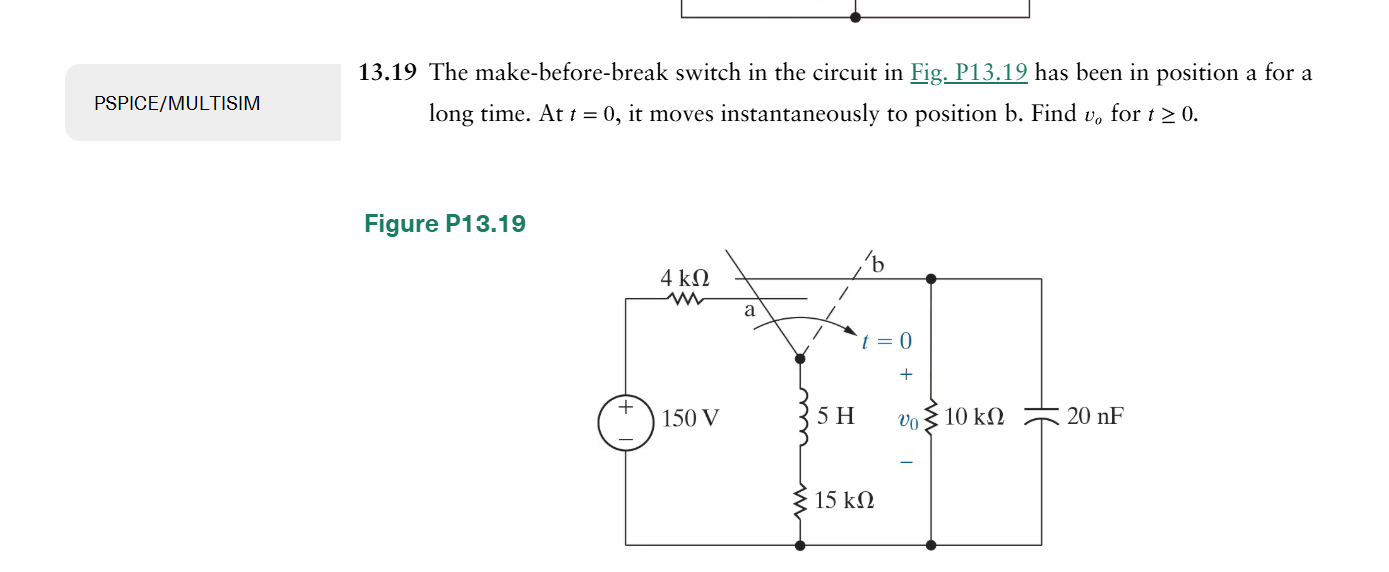 13.19 ﻿The make-before-break switch in ﻿the circuit | Chegg.com