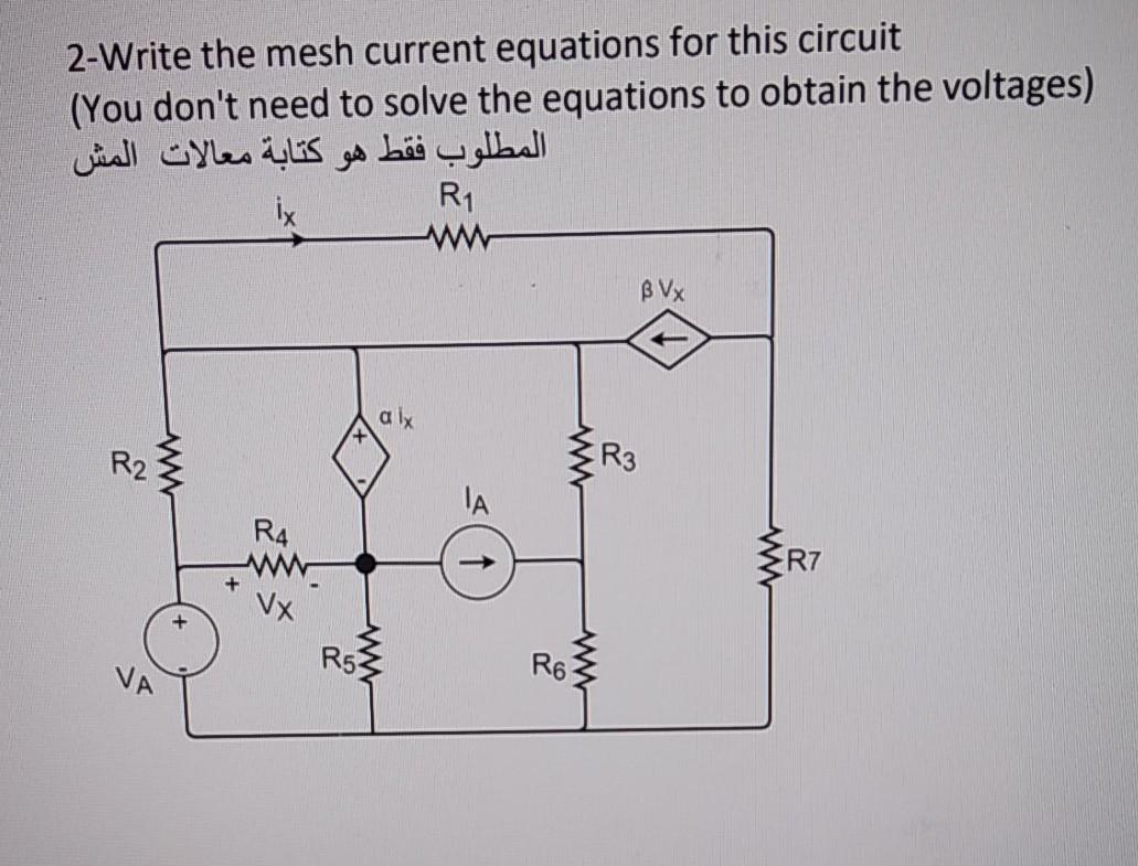 Solved 2-Write the mesh current equations for this circuit | Chegg.com