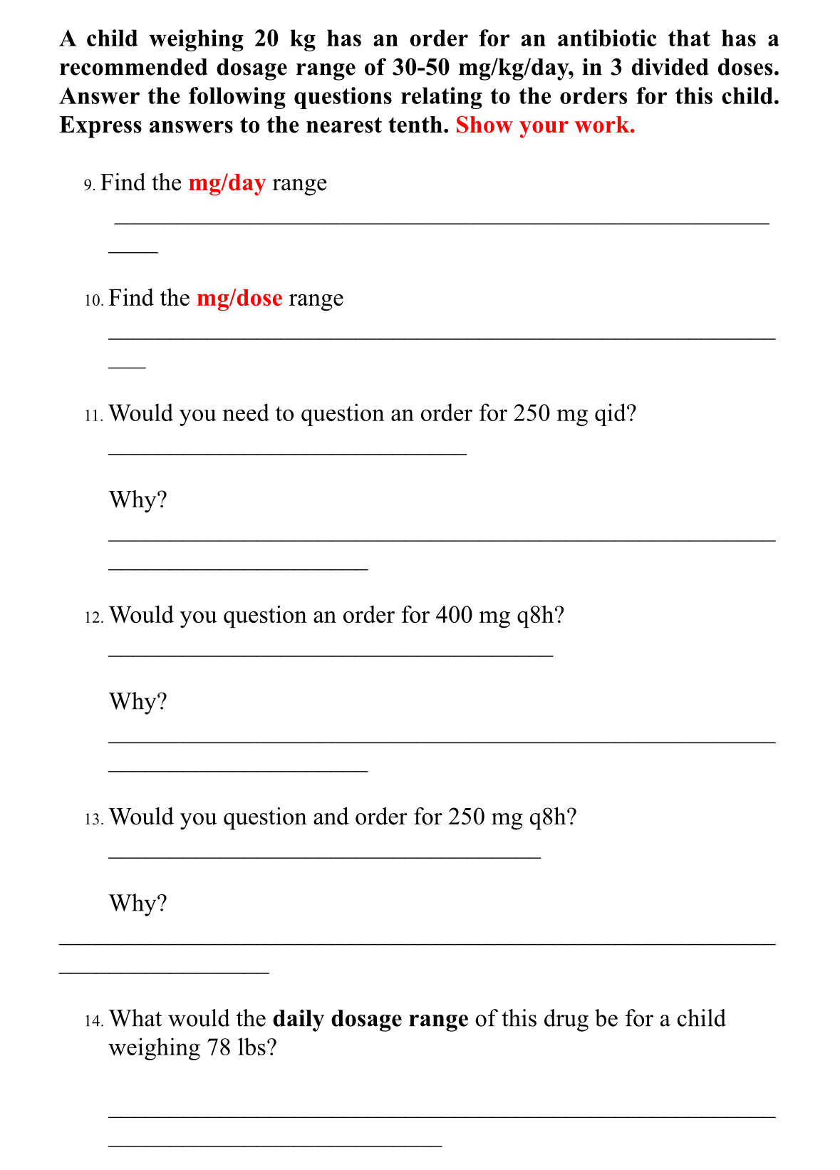 Solved A child weighing 20 ﻿kg has an order for an | Chegg.com