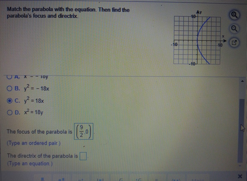 Solved Match the parabola with the equation. Then find the | Chegg.com