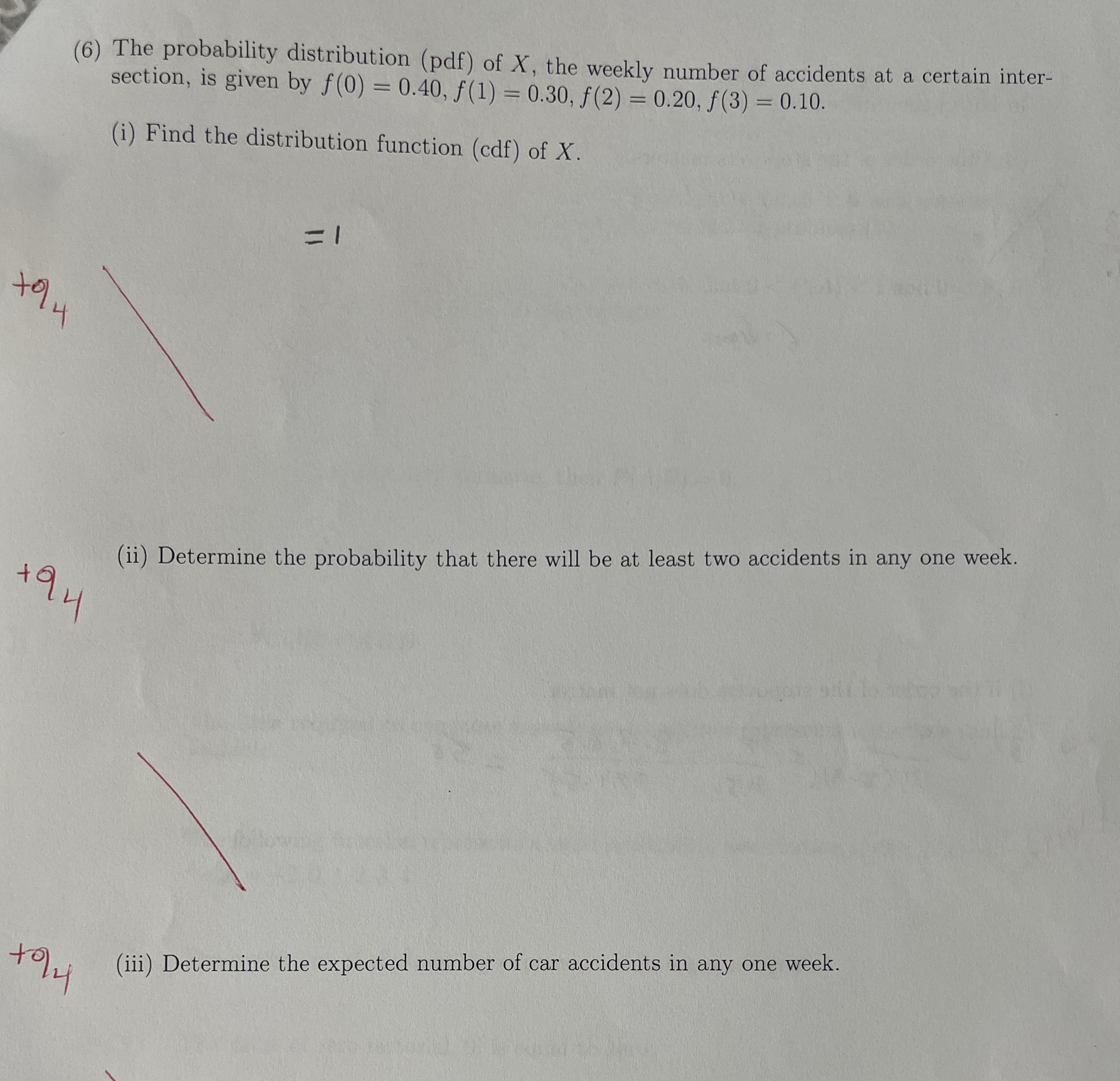 Solved (6) ﻿The probability distribution (pdf) ﻿of x, ﻿the | Chegg.com