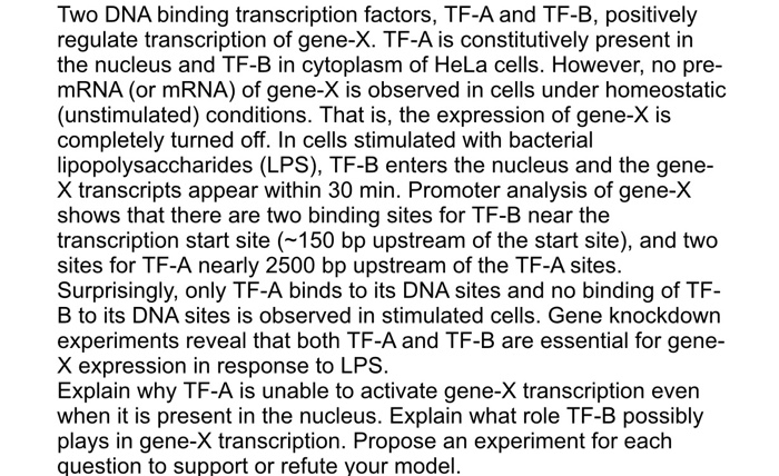 Solved Two DNA binding transcription factors, TF-A and TF-B, | Chegg.com