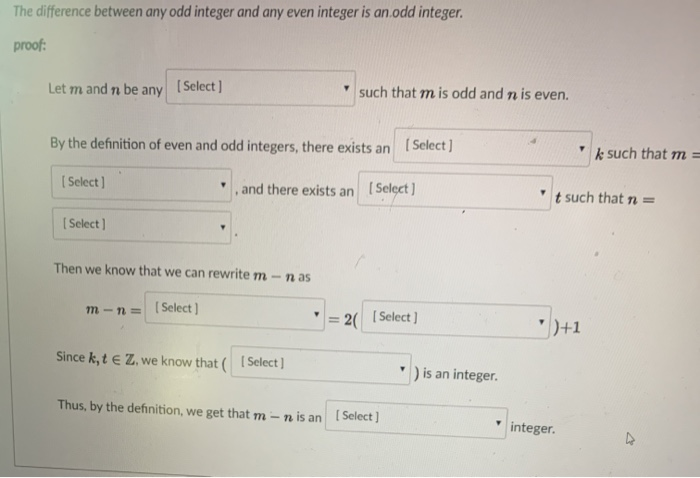 Solved The Difference Between Any Odd Integer And Any Even 1107