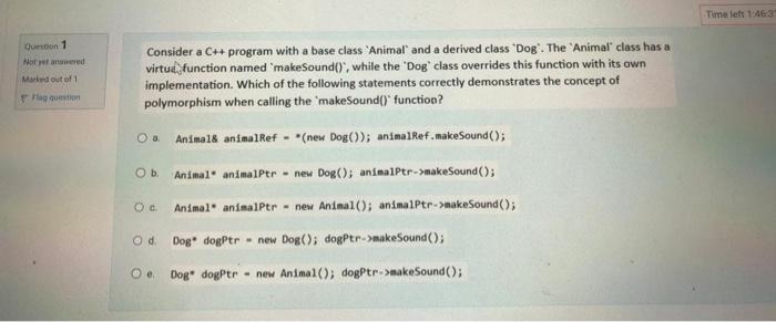 Solved Consider a C++ program with a base class 'Animal' and | Chegg.com