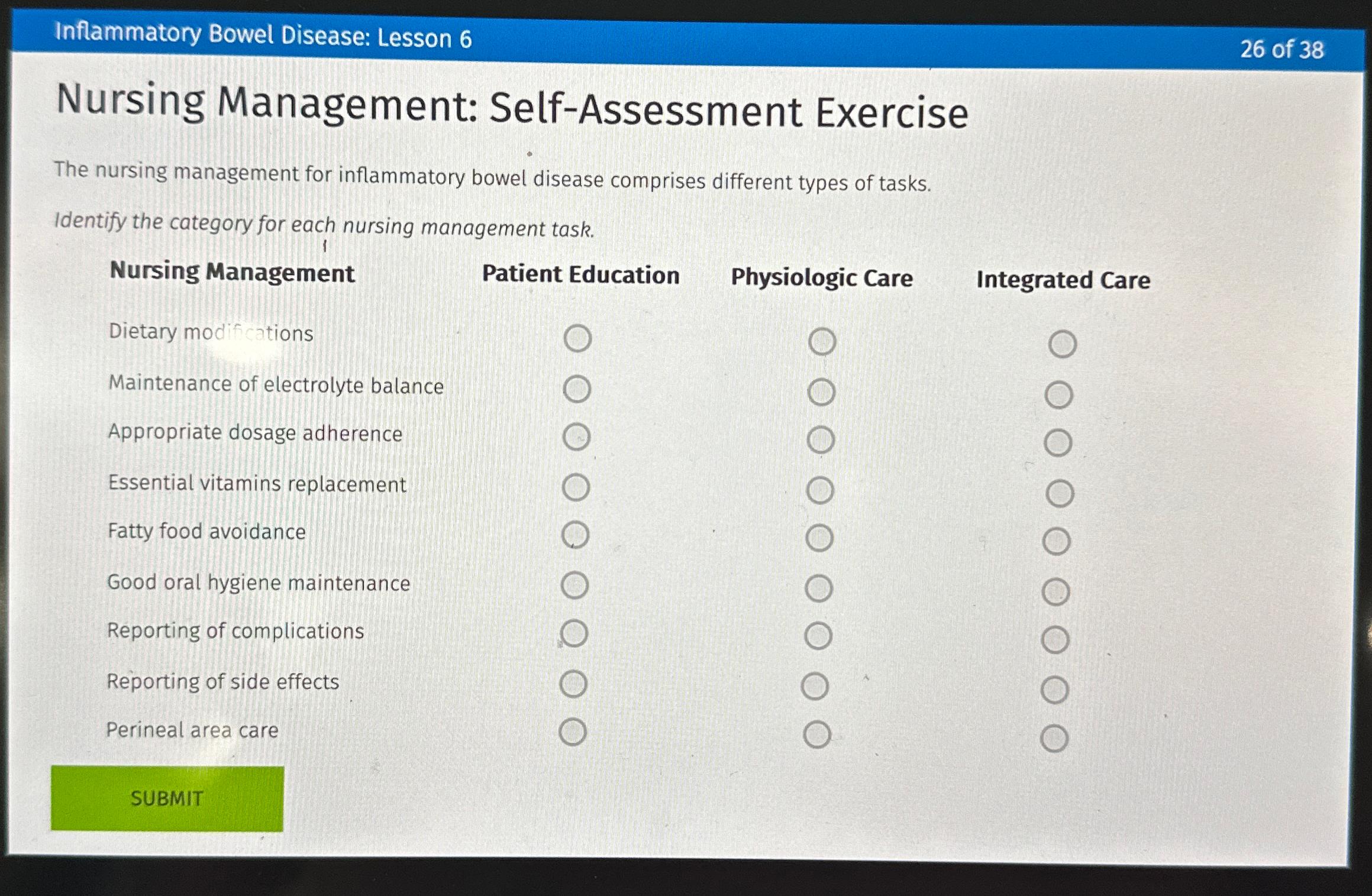 Solved Inflammatory Bowel Disease: Lesson 626 ﻿of 38Nursing | Chegg.com