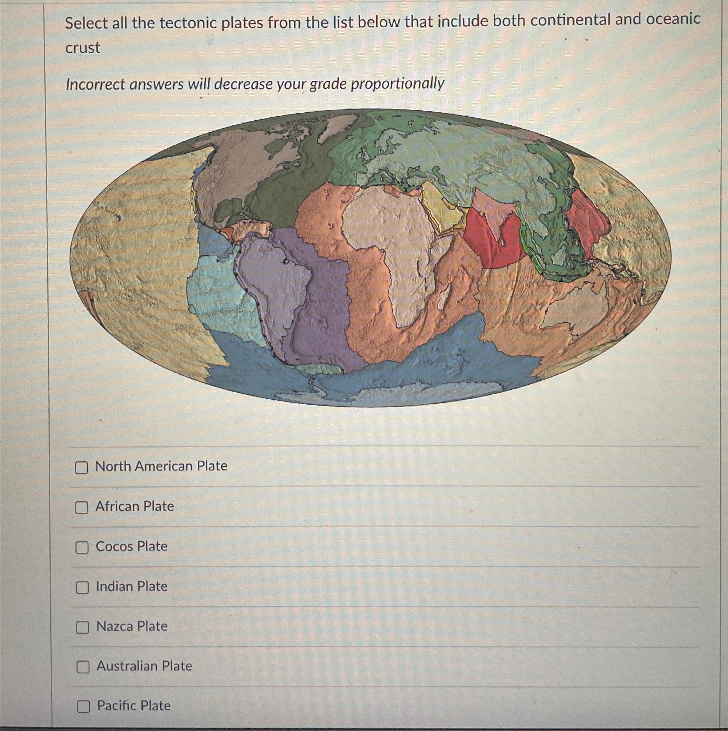 Solved Select all the tectonic plates from the list below | Chegg.com
