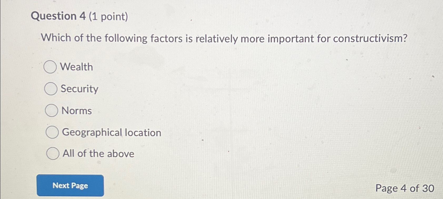 Solved Question 4 (1 ﻿point)Which of the following factors | Chegg.com