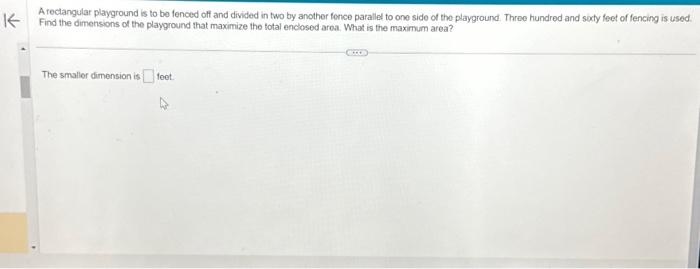 Solved A rectangular playground is to be fenced off and | Chegg.com
