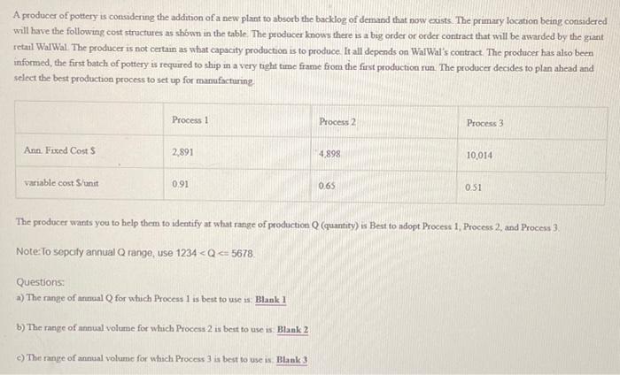 Solved A producer of pottery is considering the addition of | Chegg.com