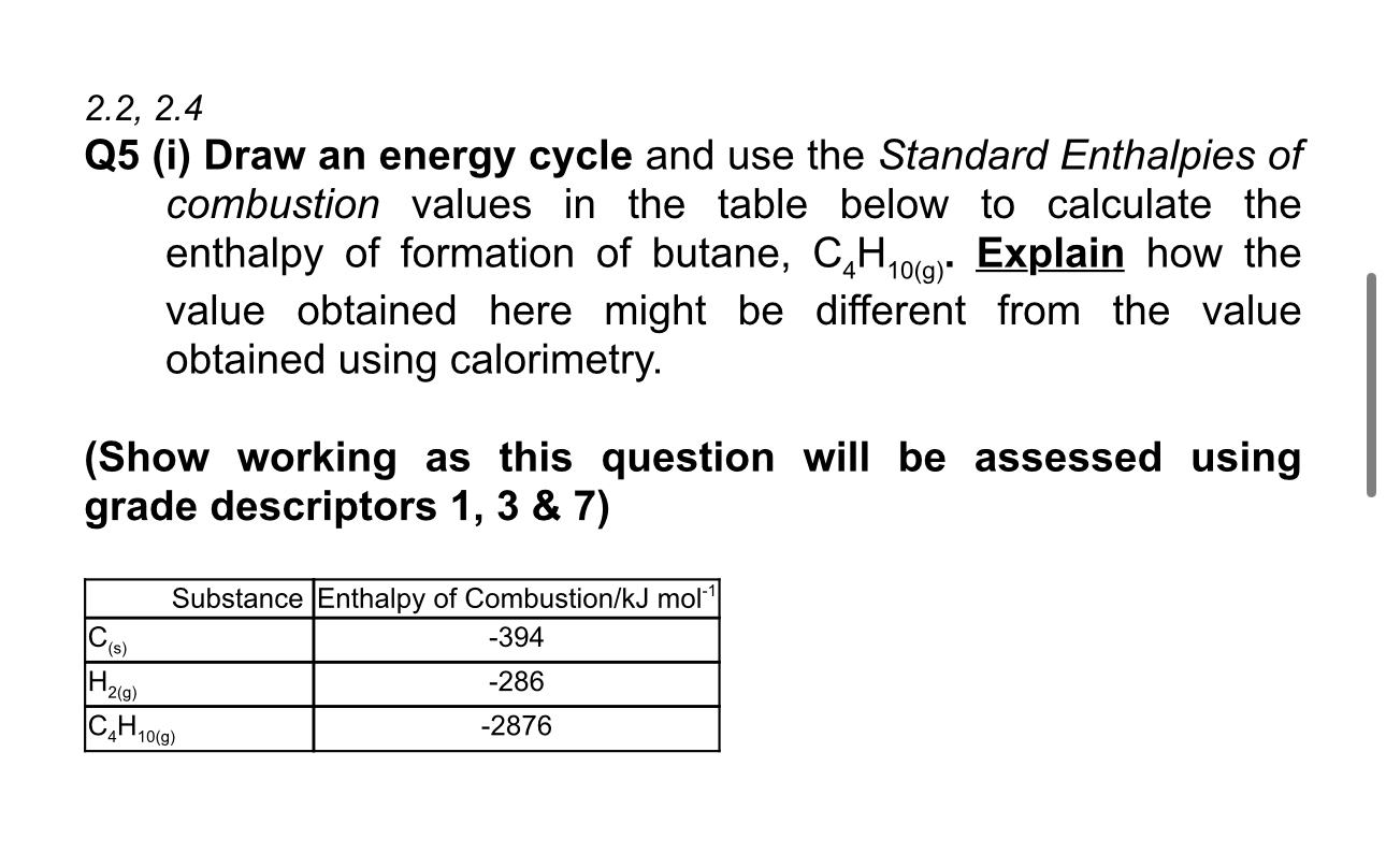 Solved 2.2, 2.4Q5 (i) ﻿Draw an energy cycle and use the | Chegg.com