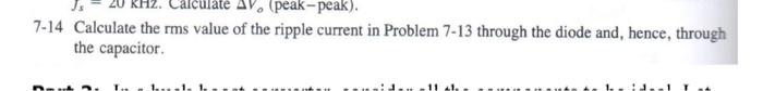Solved 7-14 Calculate the rms value of the ripple current in | Chegg.com