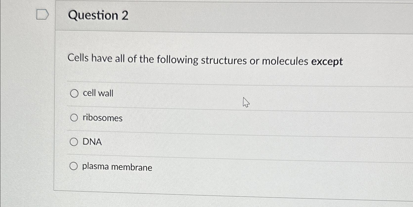 Solved Question 2Cells have all of the following structures | Chegg.com