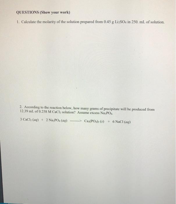 Solved Calculation of molarity of H3PO. Report Sheet 1. | Chegg.com