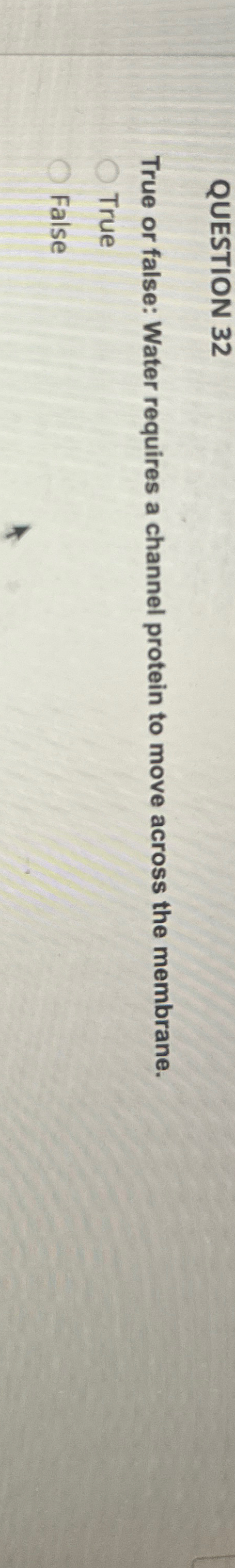 Solved QUESTION 32True or false: Water requires a channel | Chegg.com