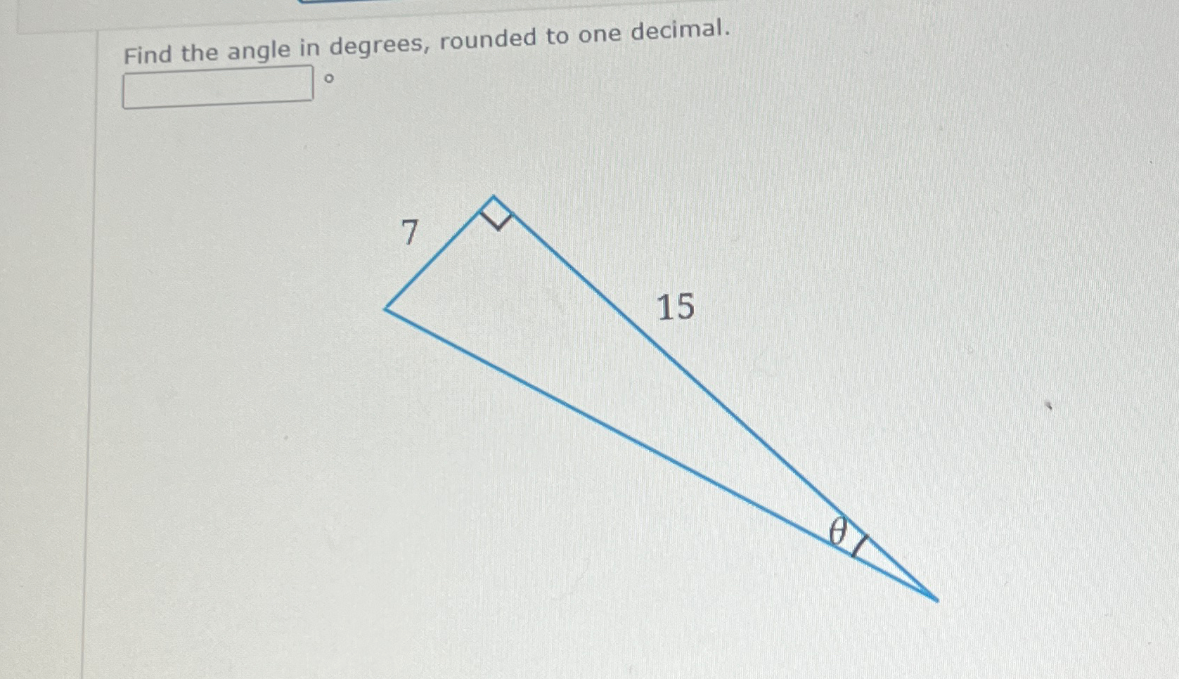 Solved Find the angle in degrees, rounded to one decimal. | Chegg.com