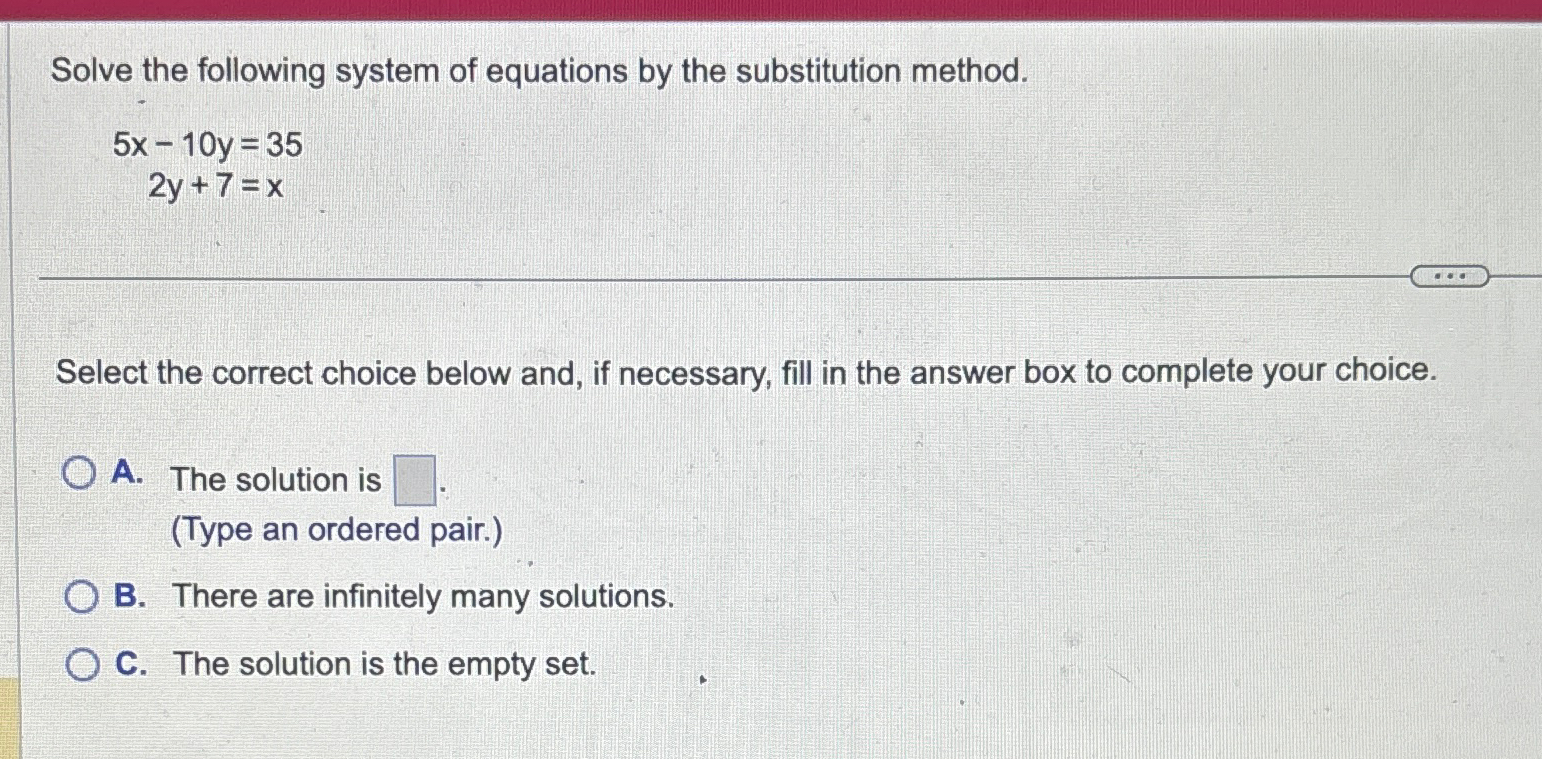 Solved Solve the following system of equations by the | Chegg.com