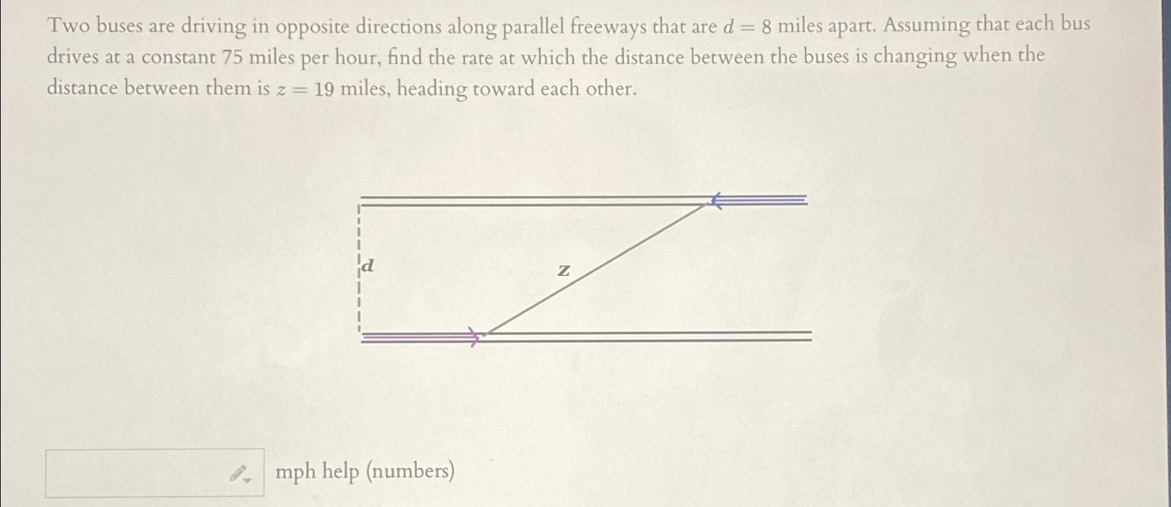 Solved Two buses are driving in opposite directions along | Chegg.com