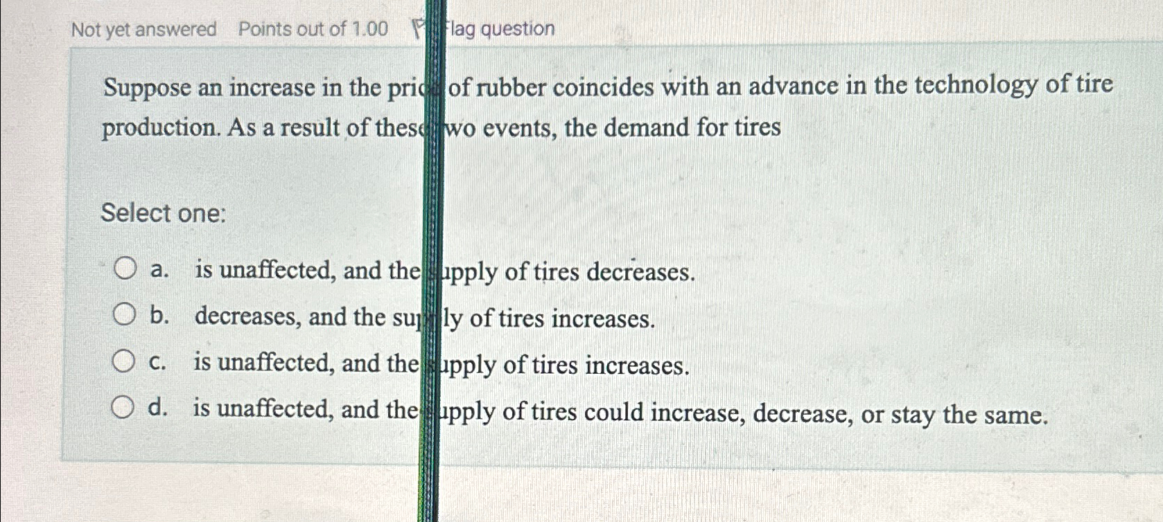 Solved Suppose an increase in the pric of rubber coincides | Chegg.com