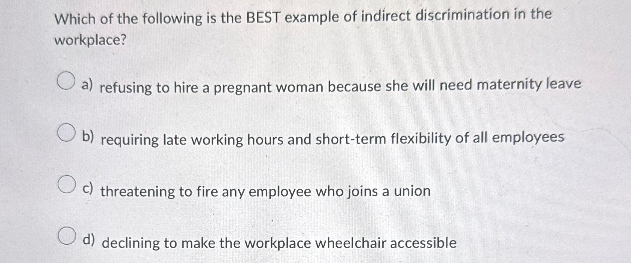 Solved Which of the following is the BEST example of | Chegg.com