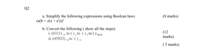 Solved Q2 (8 marks) a. Simplify the following expressions | Chegg.com