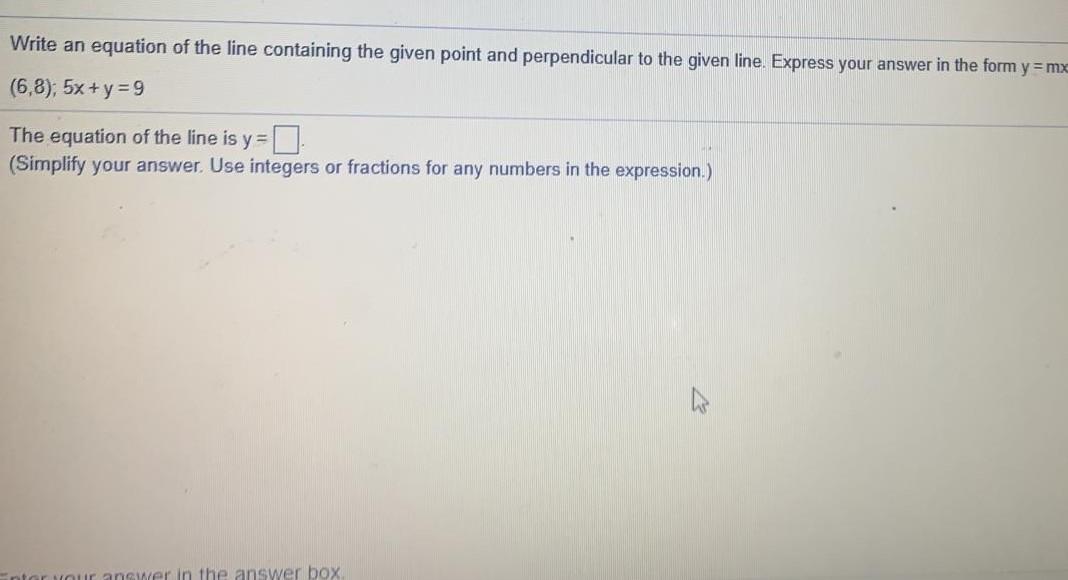 Solved Write an equation of the line containing the given | Chegg.com