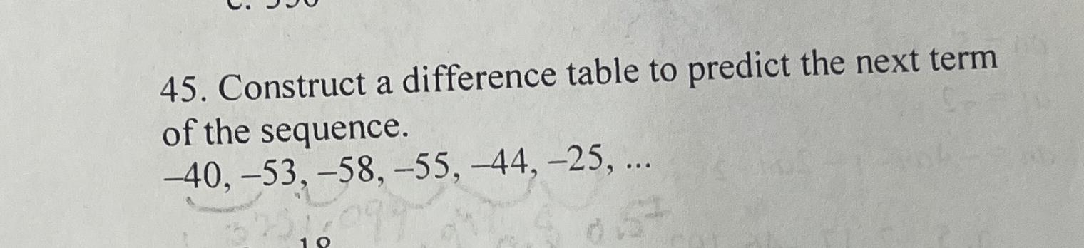 Solved Construct a difference table to predict the next term | Chegg.com