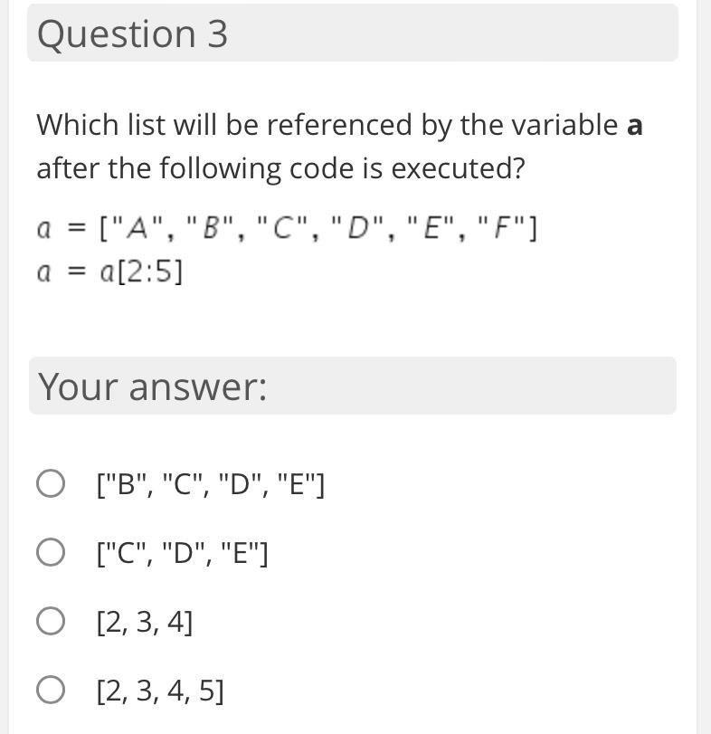 Question 3Which list will be referenced by the | Chegg.com