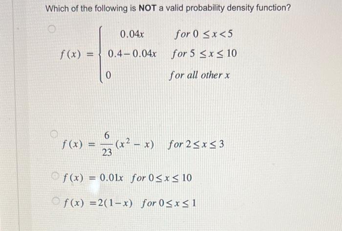 Solved Which of the following is NOT a valid probability | Chegg.com