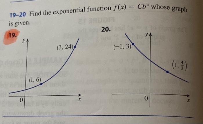 Solved 19-20 Find the exponential function f(x)=Cbx whose | Chegg.com