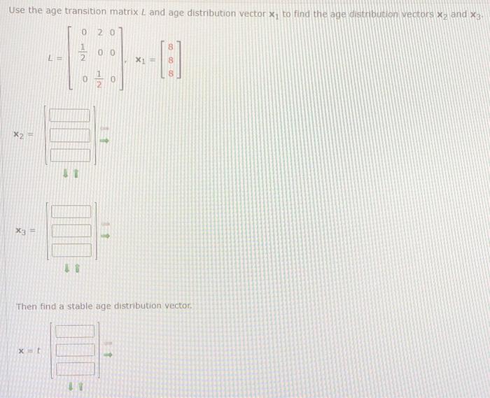 Solved Use the age transition matrix L and age distribution | Chegg.com