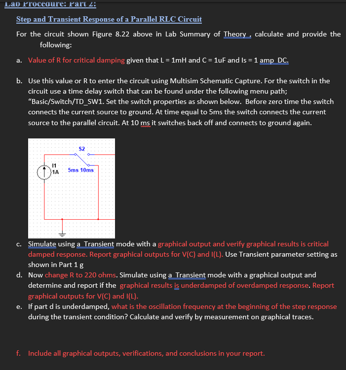 Step and Transient Response of a Parallel RLC | Chegg.com