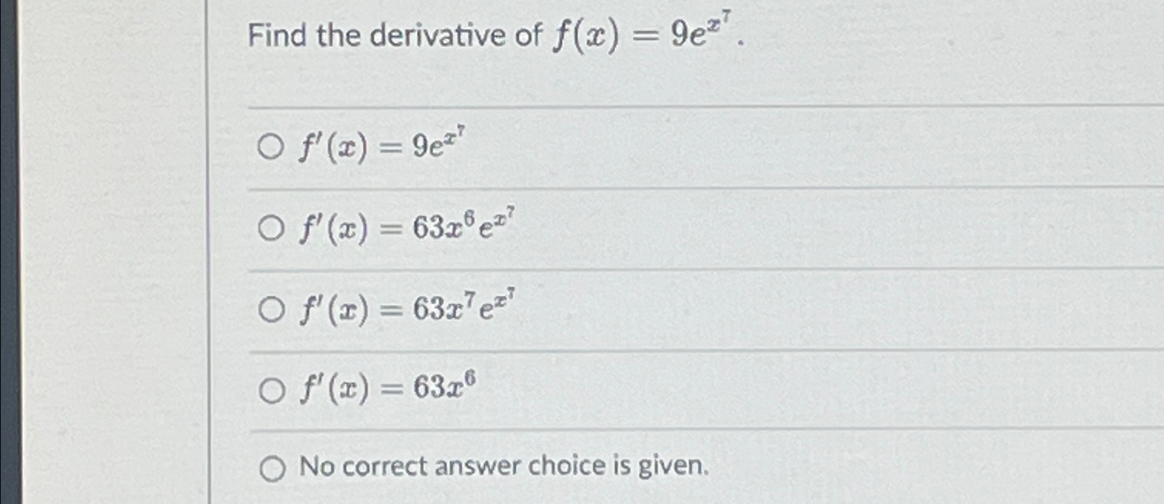 Solved Find the derivative of | Chegg.com