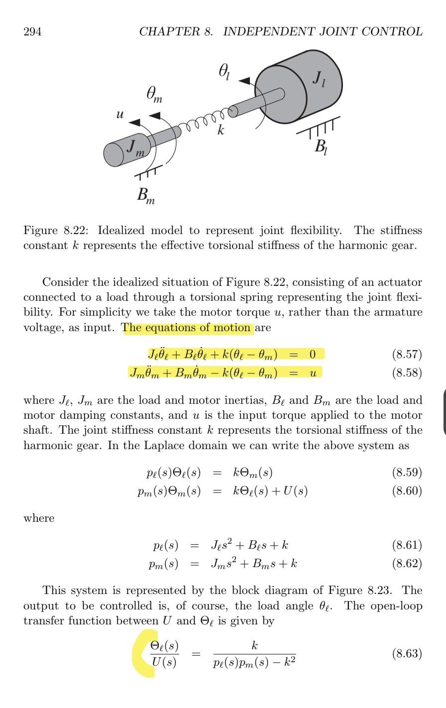 Solved 8-18 Suppose in the flexible joint system represented | Chegg.com