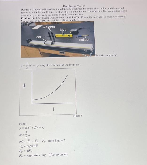 Solved Rectilinear Motion Purpose: Students will analyre the | Chegg.com