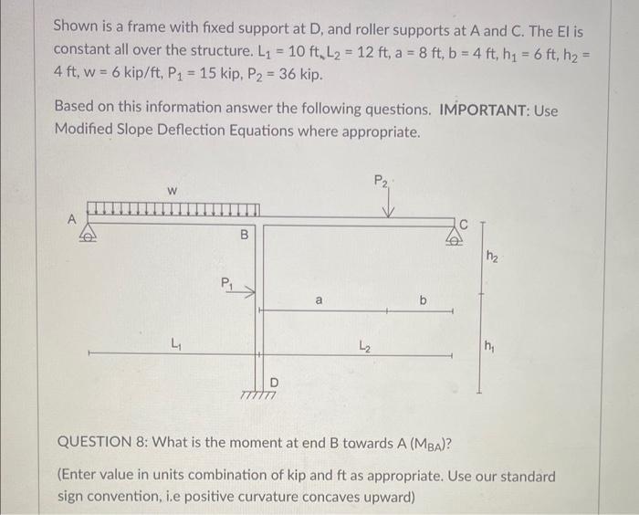 Solved Shown is a frame with fixed support at D, and roller | Chegg.com