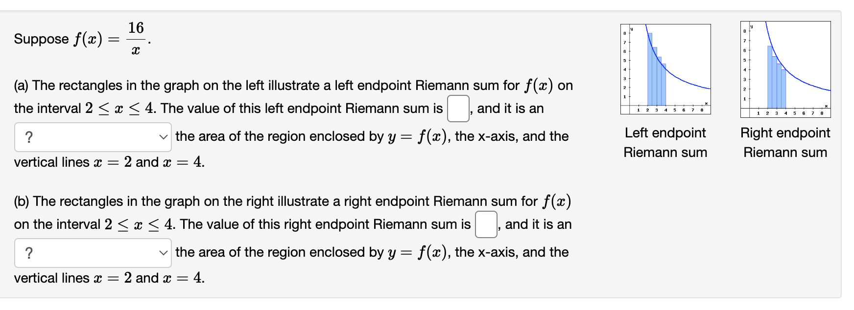 Solved Suppose f(x)=16x.(a) ﻿The rectangles in the graph on | Chegg.com