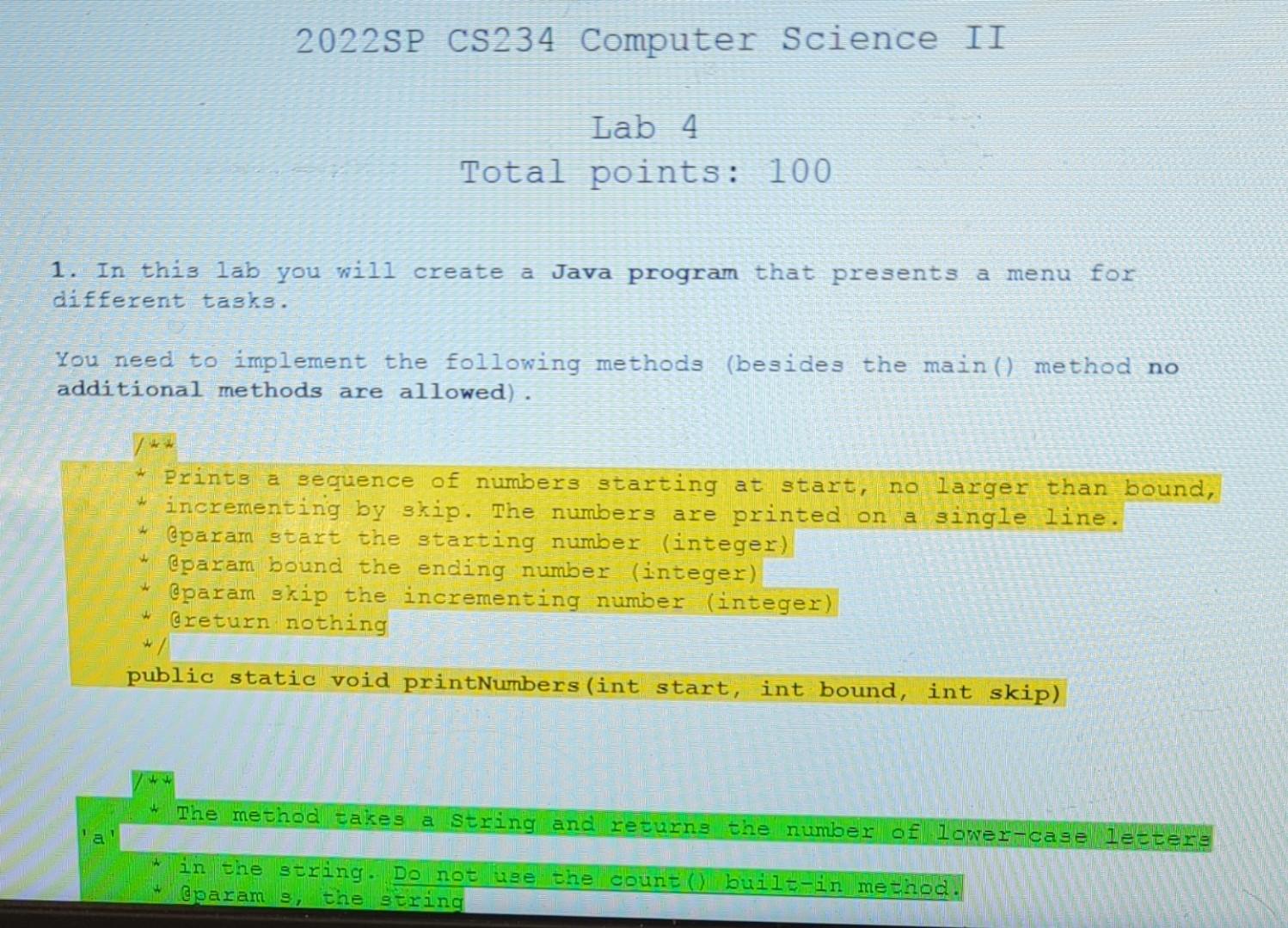 Solved 2022SP CS234 Computer Science II Lab 4 Total points: | Chegg.com