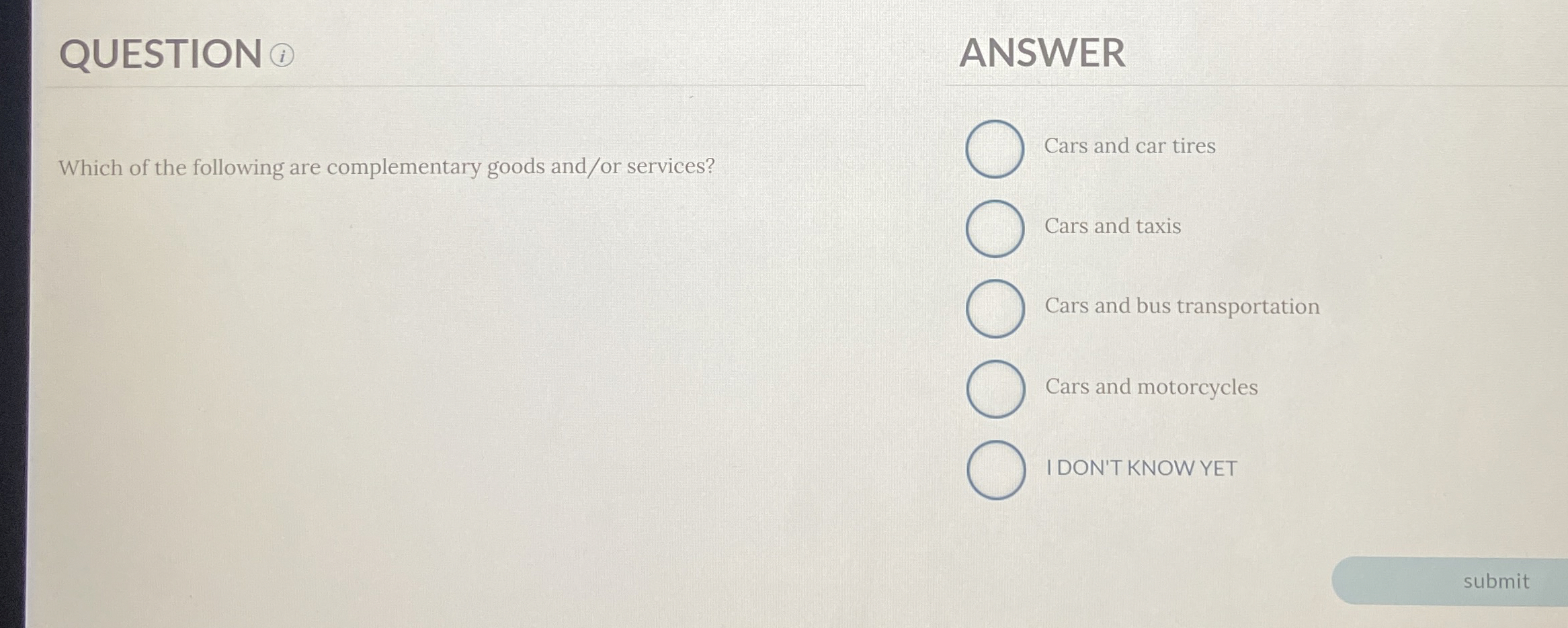 Solved QUESTION (1)Which of the following are complementary | Chegg.com