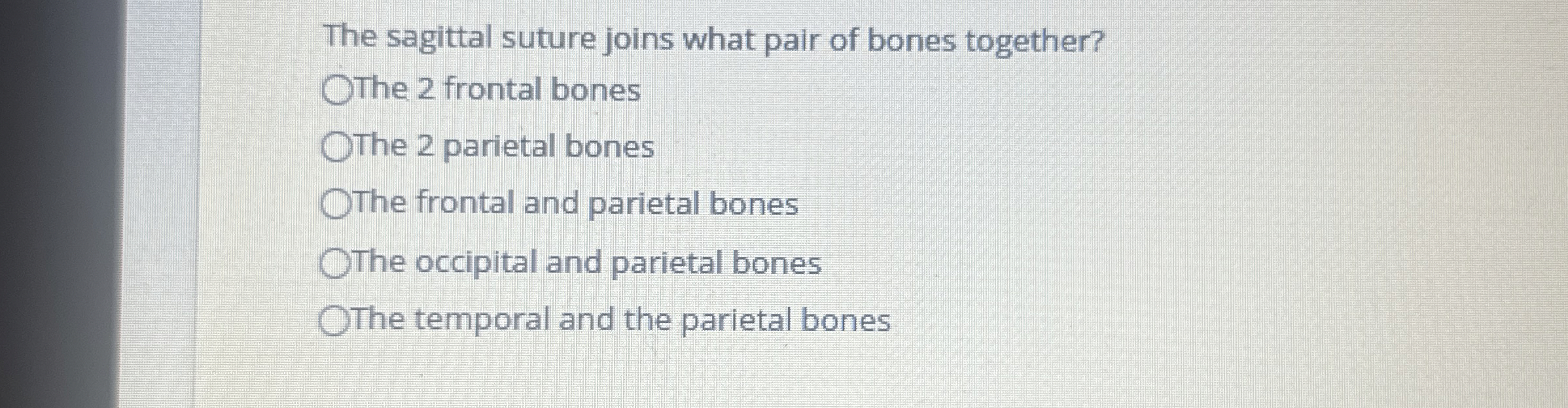 Solved The sagittal suture joins what pair of bones | Chegg.com