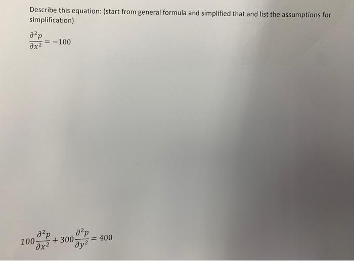 Solved Describe this equation: (start from general formula | Chegg.com