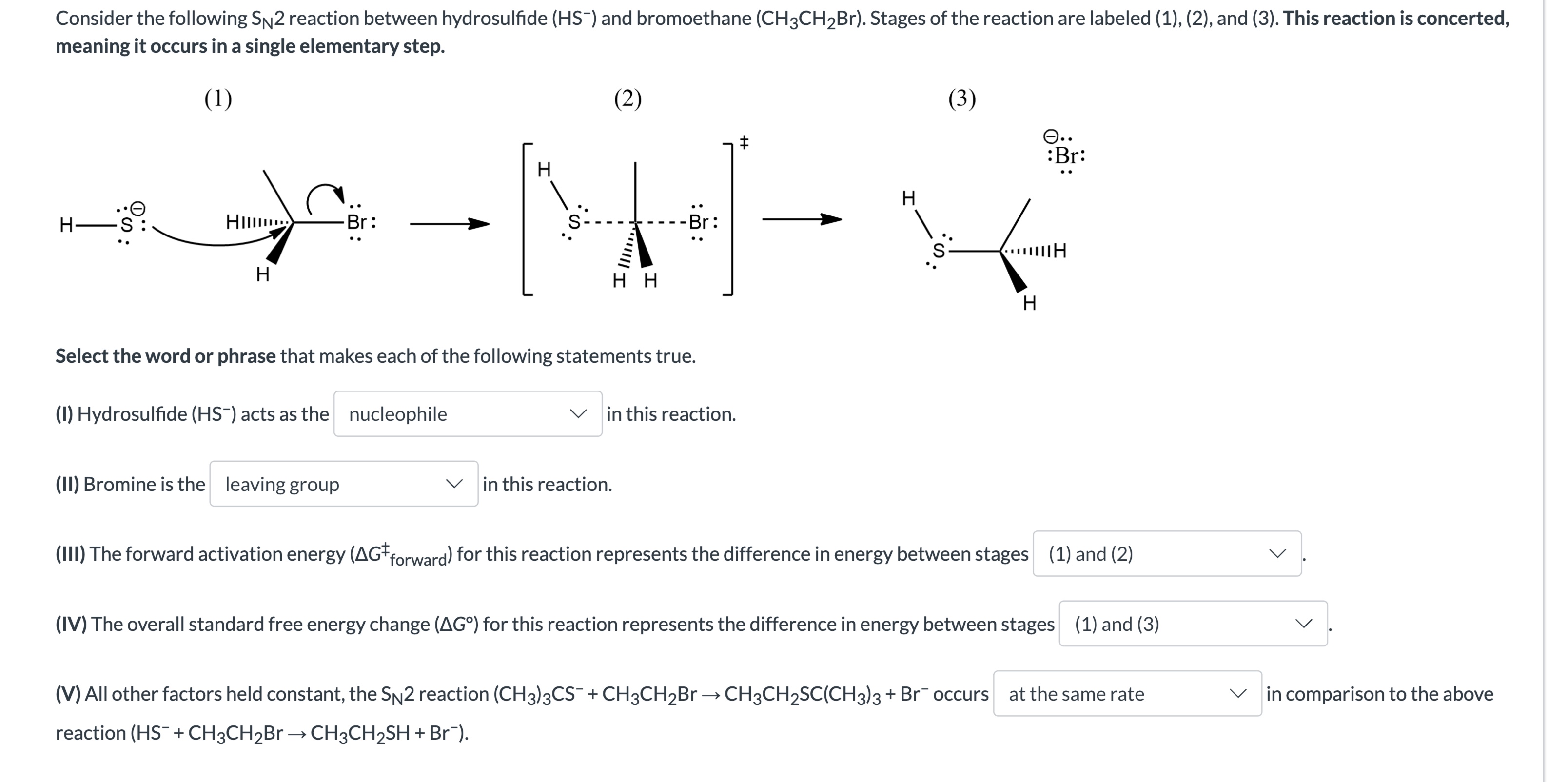 Solved Consider the following SN2 ﻿reaction between | Chegg.com