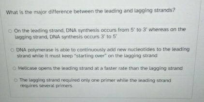 Solved What is the major difference between the leading and | Chegg.com