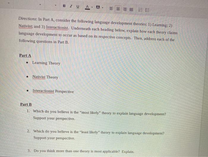 Solved Week 7 Chapter 9 Language Development Theories LO 9.4 | Chegg.com