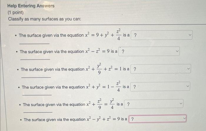Solved - The surface given via the equation x2=9+y2+4z2 is a | Chegg.com
